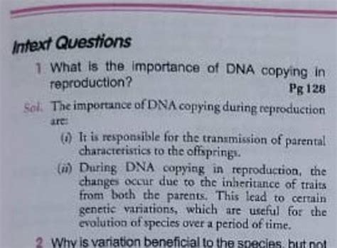 Infext Questions1 What Is The Importance Of Dna Copying In Reproduction