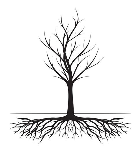 Black Tree With Roots Vector Illustration Vector Art At Vecteezy