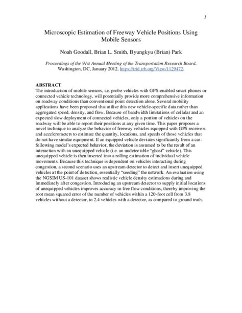 Pdf Microscopic Estimation Of Freeway Vehicle Positions Using Mobile Sensors