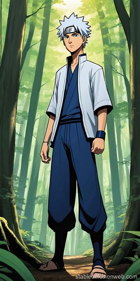 He Resembles A Hyuga From The Naruto Universe And Is In A Forest Create