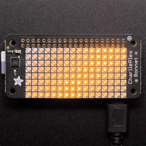Adafruit CharliePlex LED Matrix Bonnet 8x16 Yellow LEDs ADA4119