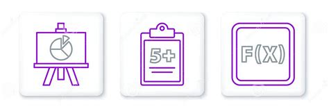 Set Line Function Mathematical Symbol Chalkboard With Diagram And Test Or Exam Sheet Icon