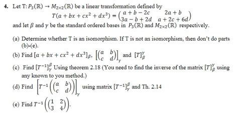 Solved Let T P R M R Be A Linear Transformation Chegg Com