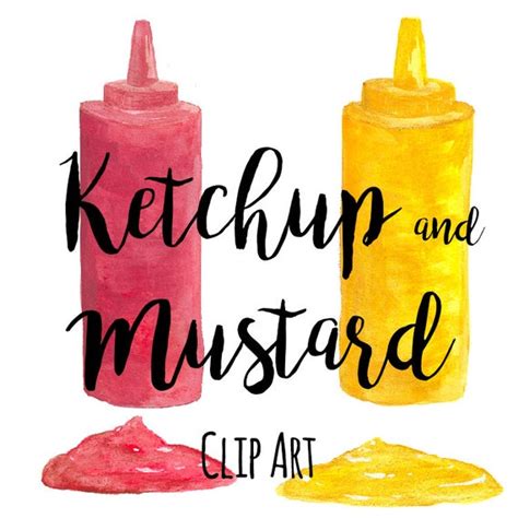 Ketchup And Mustard Clip Art Ketchup Bottle Fast Food Clip Etsy