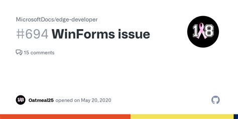 winforms issue · issue 694 · microsoftdocs edge developer · github