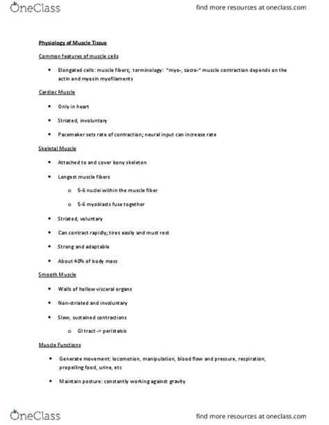Anp 1105 Lecture Notes Fall 2015 Lecture 1 Skeletal Muscle Myocyte Peristalsis