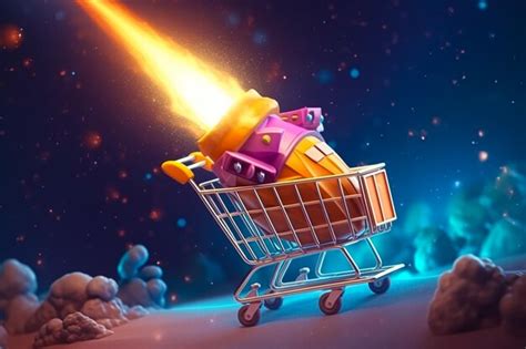 Premium Photo A Shopping Cart With A Rocket Inside It