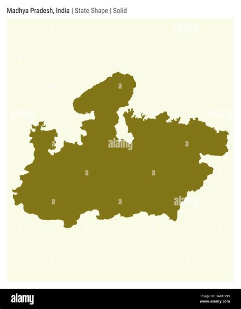 Madhya Pradesh India Simple Vector Map State Shape Solid Style Border Of Madhya Pradesh