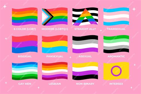 플랫 Lgbt 프라이드 월 플래그 컬렉션 무료 벡터