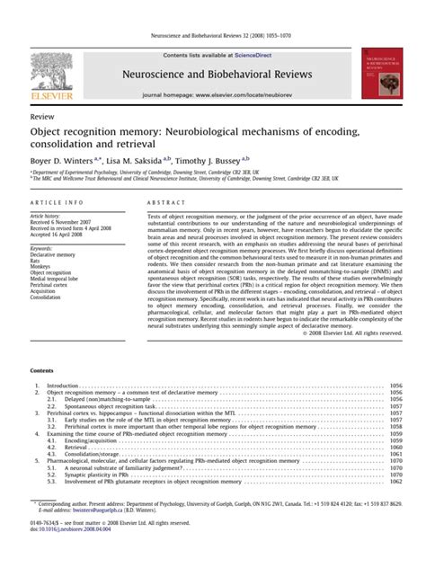 object recognition memory pdf hippocampus memory
