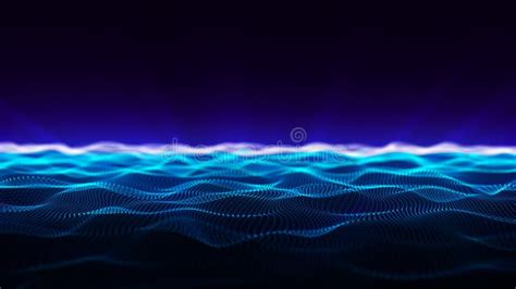 Dynamic Wave Of Glowing Particles Wave Of Glowing Points Digital Technology Background 3d