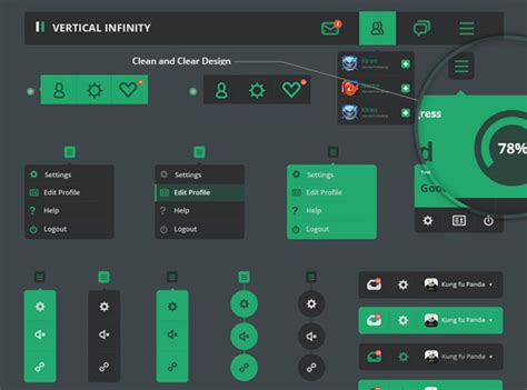 Vertical Infinity Flat Style Ui Kit Psd Freebiesbug
