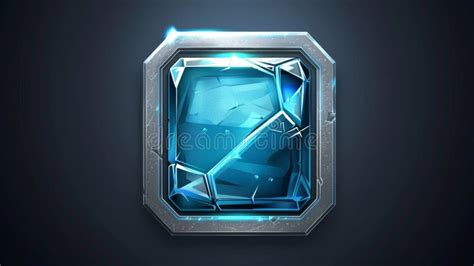 An Ancient Cracked Blue Bar Icon A Medieval Ui Game Scratched Button With Silver Frame A