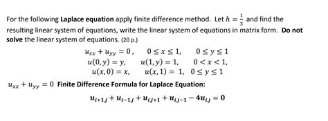 Solved 1 3 For The Following Laplace Equation Apply Finite