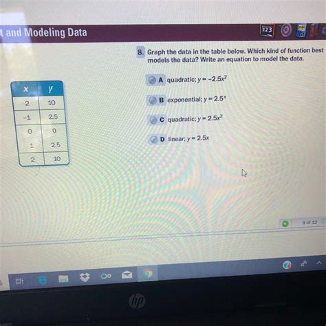 Graph The Data In The Table Below Which Kind Of Function Best Models The Data Write An