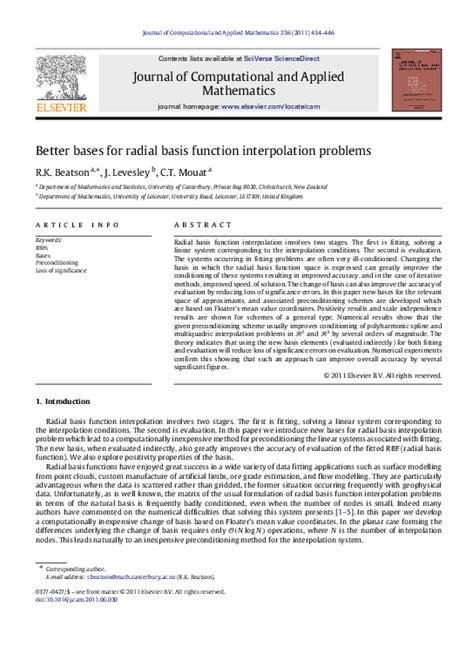 Pdf Better Bases For Radial Basis Function Interpolation Problems