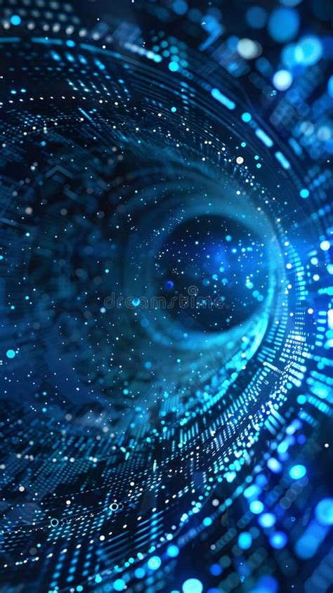 Digital Tunnel With Glowing Binary Code Futuristic Cyber Innovation