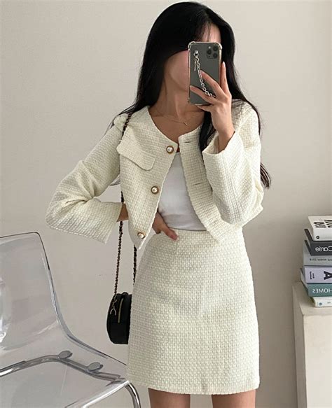 트위드 미니 스커트 셋업 자켓스커트 세트 2color