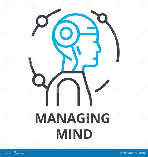 Managing Mind Thin Line Icon Sign Symbol Illustation Linear Concept Vector Stock Vector