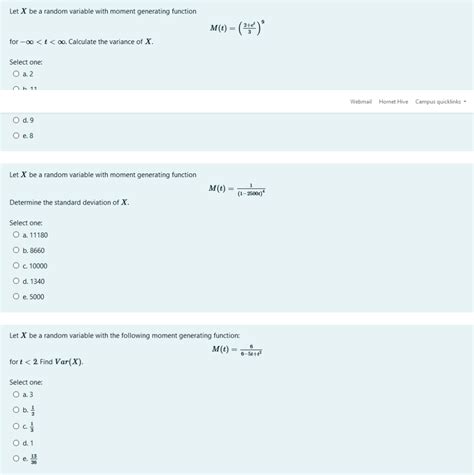 Solved Let X Be A Random Variable With Moment Generating Chegg