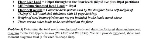 Solved Floor Live Load 100psf Throughout The Floor