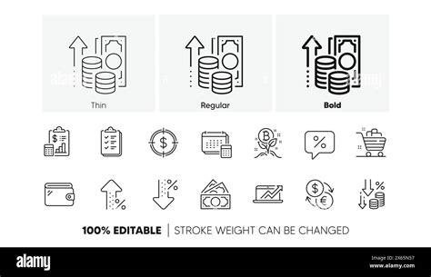 Inflation Bitcoin Project And Report Line Icons For Web App Printing