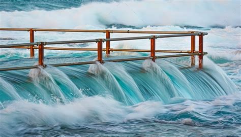 Water Rushing Through Rails On An Ocean Pool Refreshing Conditions For