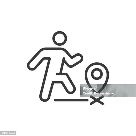 위치까지 걸어가기 라인 디자인의 아이콘 도보 에 위치 여행 보행자 경로 경로 찾기 흰색 배경 벡터에 경로 위치로 이동 아이콘 선 디자인 편집 가능한 획 아이콘 0명에 대한