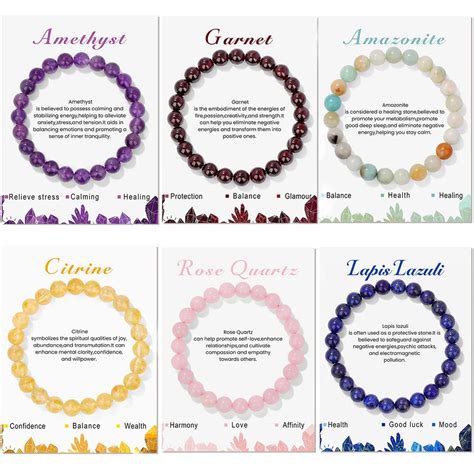 Healing Crystal Stone Bracelets With Card Natural Amethysts Lapis