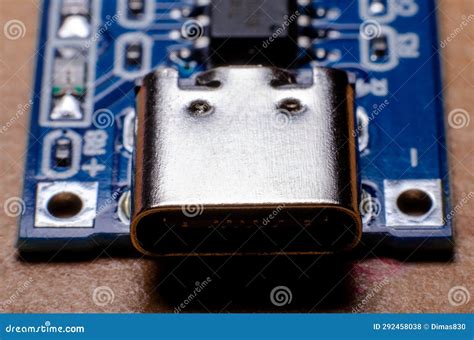 USB Type C Connector Close Up On The Board Stock Photo Image Of