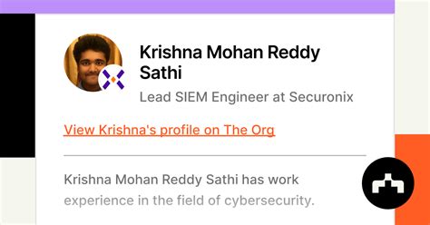 Krishna Mohan Reddy Sathi Lead Siem Engineer At Securonix The Org
