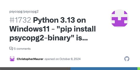 Python 313 On Windows11 Pip Install Psycopg2 Binary Is Erroring