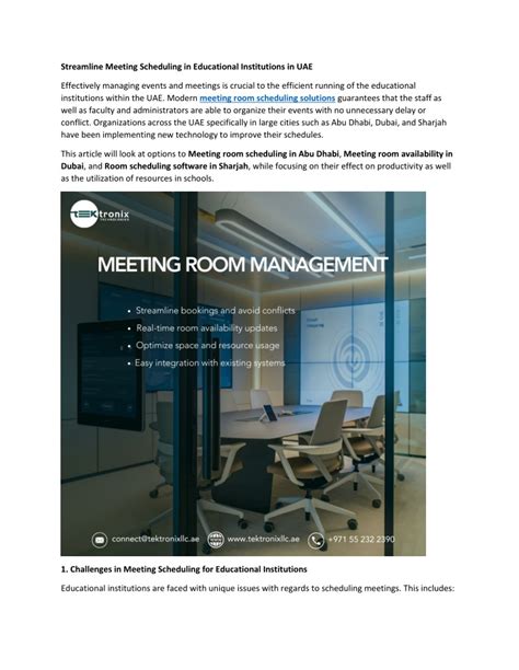 Ppt Streamline Meeting Scheduling In Educational Institutions In Uae