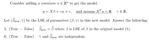 Solved Consider The Multiple Linear Regression Model Y X