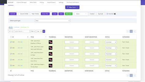 how to inline edit wordpress post image in wordpress bulk posts editing