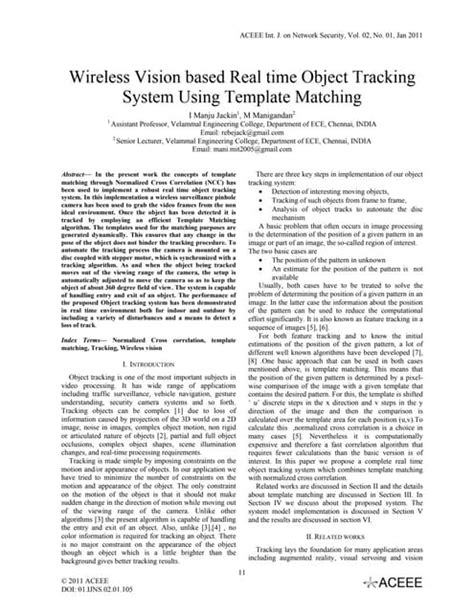 Wireless Vision Based Real Time Object Tracking System Using Template Matching Pdf