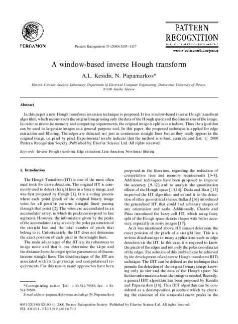 Pdf A Window Based Inverse Hough Transform