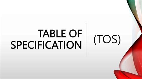 Fs1 Demo Topic Table Of Specification Tos Pptx Standardized Testing Educational Assessment