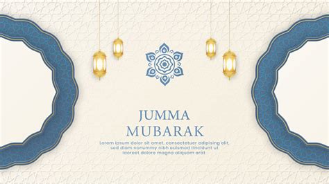 Jumma Mubarak 이슬람 아랍어 흰색 럭셔리 배경 기하학적 패턴과 등불이 있는 아름다운 장식 0명에 대한 스톡 벡터 아트 및 기타 이미지 Istock
