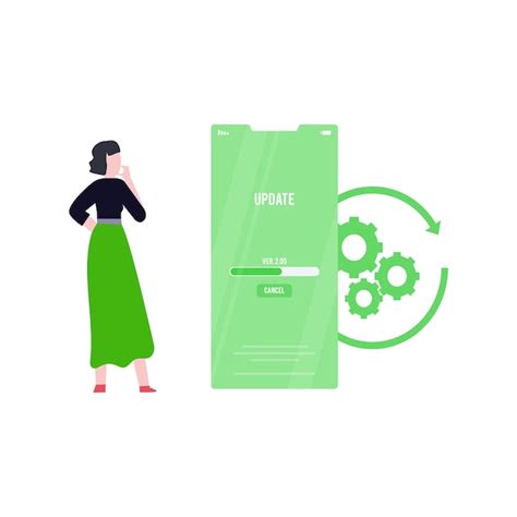 Premium Vector Girl Is Updating New Version Of Mobile
