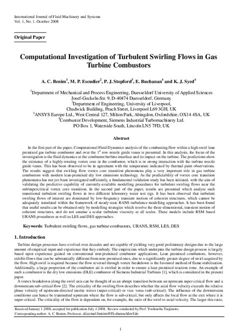 pdf computational investigation of turbulent swirling flows in gas