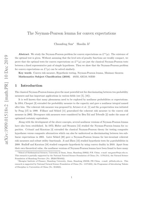PDF Generalized Neyman Pearson Lemma For Convex Expectations On L Infty Mu Spaces