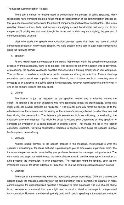 Module 1 The Speech Communication Process The Speech Communication