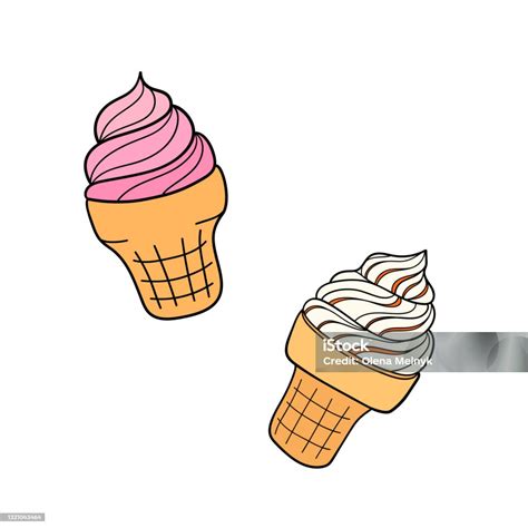 손으로 그린 아이스크림 메뉴 카페 비스트로 레스토랑 라벨 및 포장을 위한 스케치 요소를 디자인합니다 벡터 는 다채로운 그림을 격리 개체 그룹에 대한 스톡 벡터 아트 및 기타