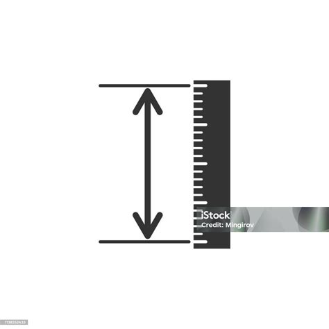 측정 높이 및 길이 아이콘이 분리 되어 있습니다 눈금자 직선 눈금 기호입니다 기하학적 악기 평면 디자인입니다 벡터 일러스트 개념에 대한 스톡 벡터 아트 및 기타 이미지