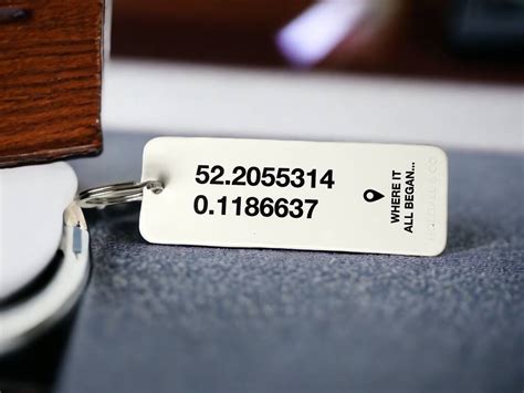 Personalised Geo Location Coordinates Leather Keyring By Holdall Co