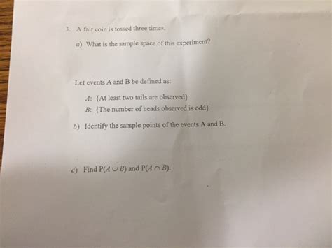 solved a fair coin is tossed three times what is the
