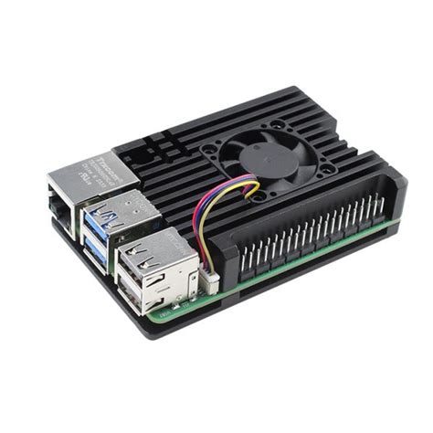 Купить Алюминиевый корпус для Raspberry Pi 5 с активным кулером чёрный недорого Киев Украина