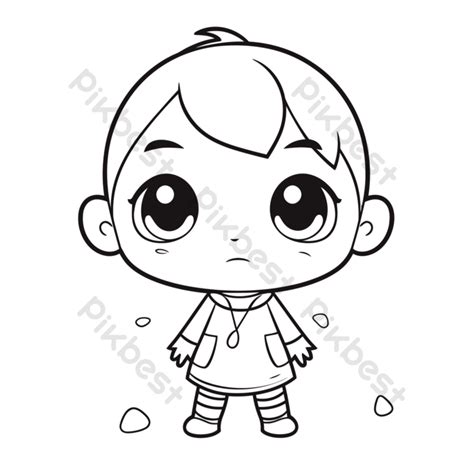 Outline Sketch Drawing Of A Baby In White And Black Coloring Page ...