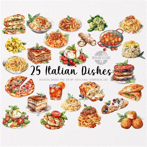 25 Italian Dishes Clipart Italian Food Png Italian Food Illustration